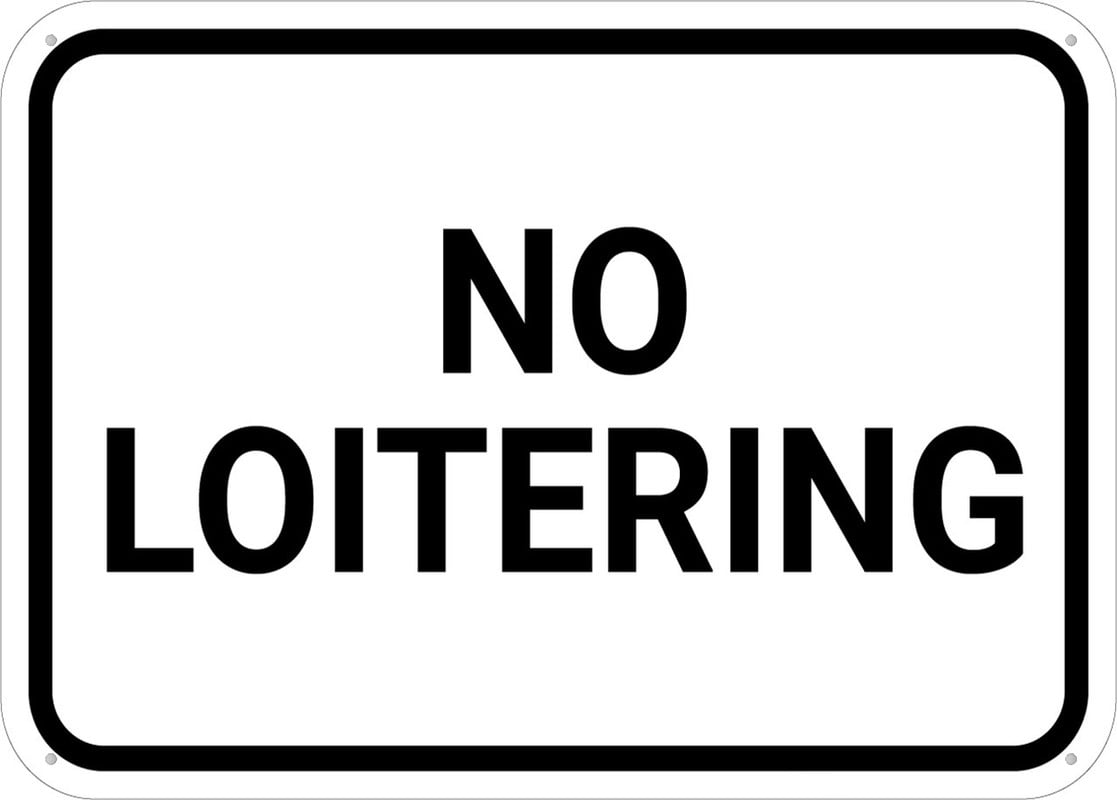 No Loitering Black And White Landscape Wall Sign Metal 12X8 Inch Rust ...