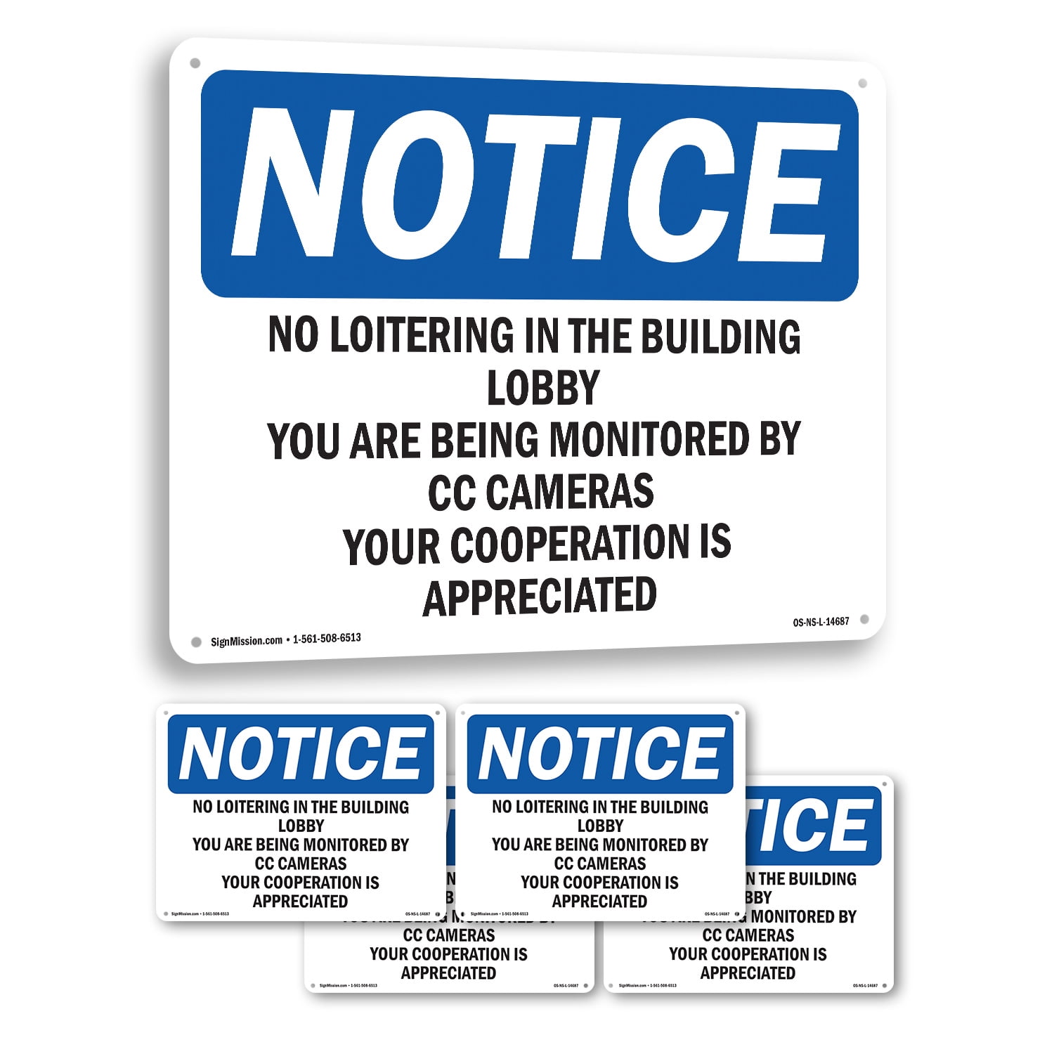 No Loitering In The Building Lobby You Are OSHA Notice Aluminum Sign 10 ...