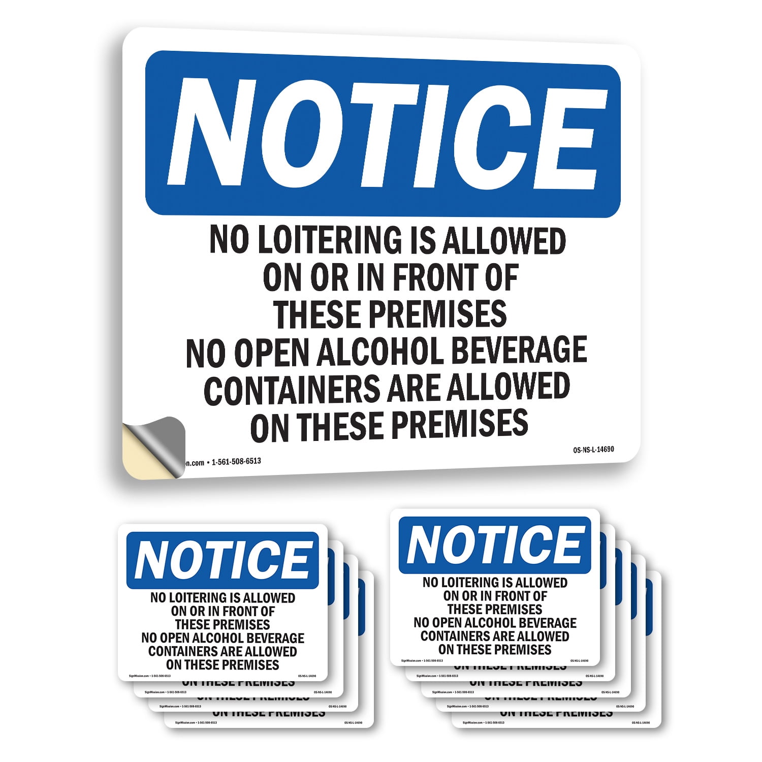 No Loitering Is Allowed On Or In Front Of OSHA Notice Vinyl Decal Label ...