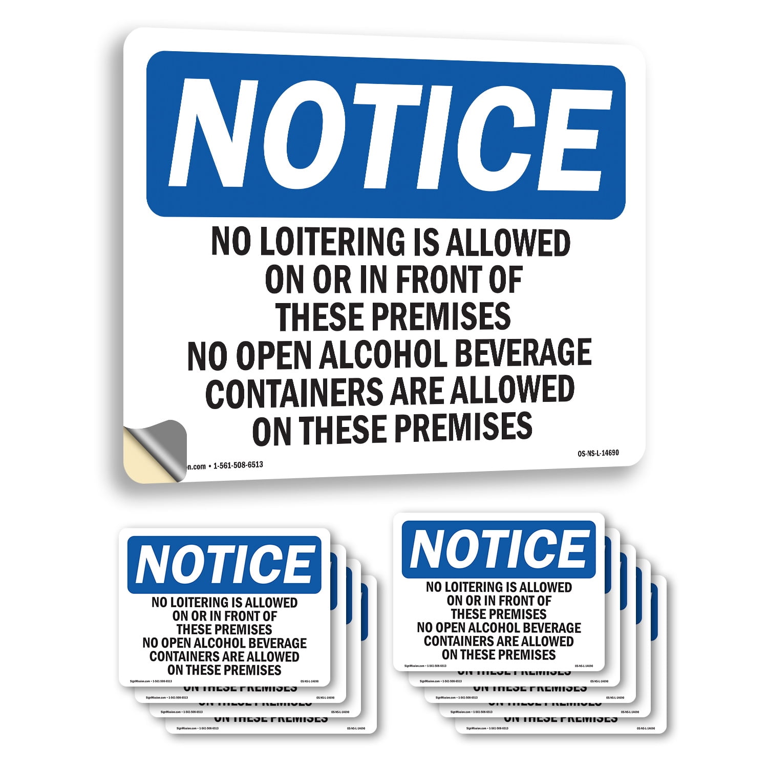 No Loitering Is Allowed On Or In Front Of OSHA Notice Vinyl Decal Label ...
