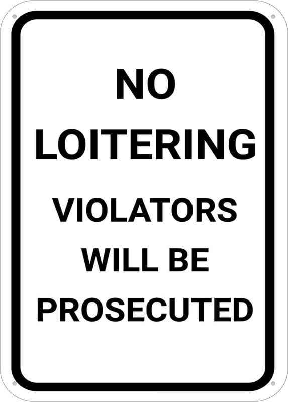 No Loitering Violators Will Be Prosecuted Portrait Wall Sign 8X12 Inch ...