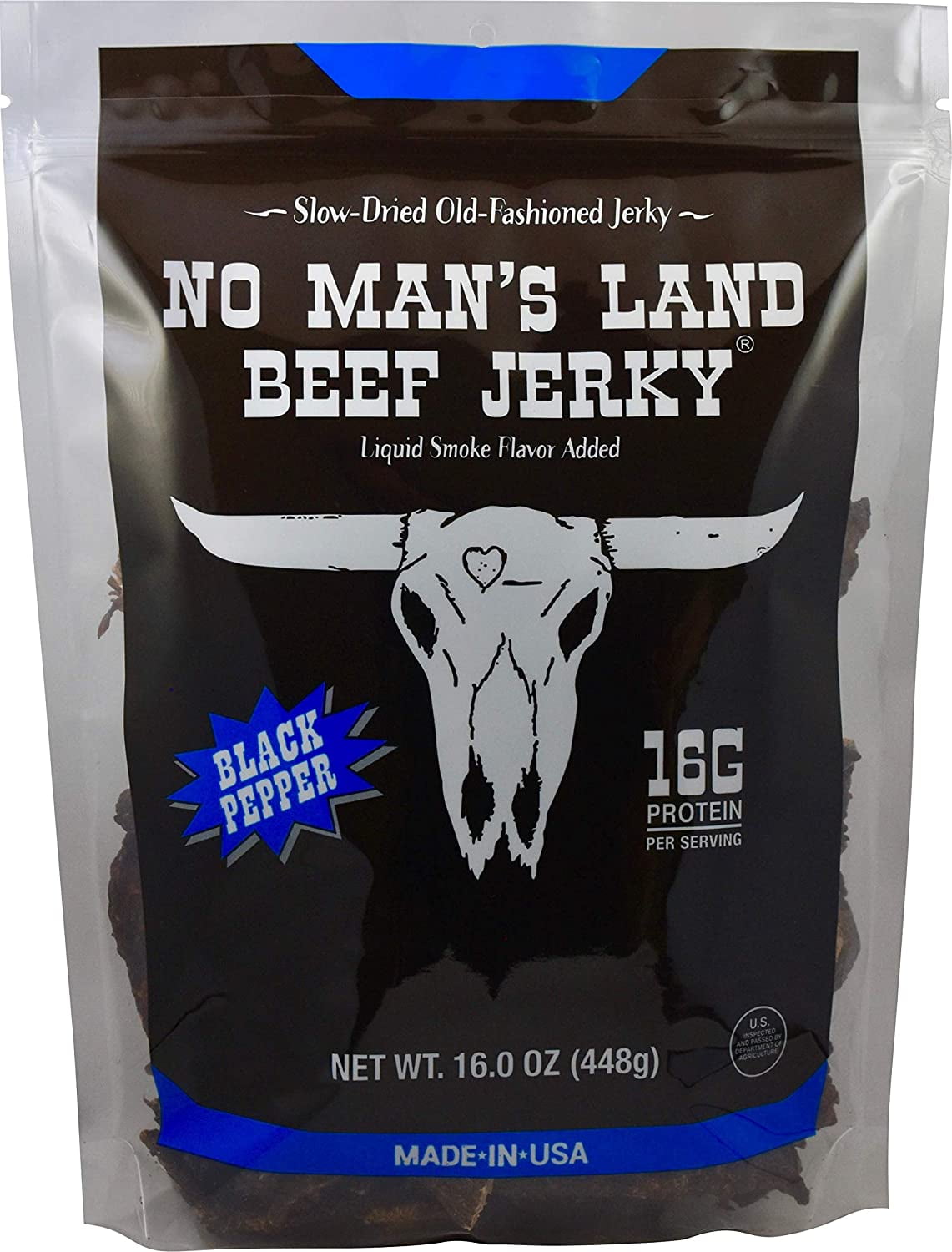 No Man’s Land BLACK PEPPER Beef Jerky High Protein Low Calorie Low Carb ...