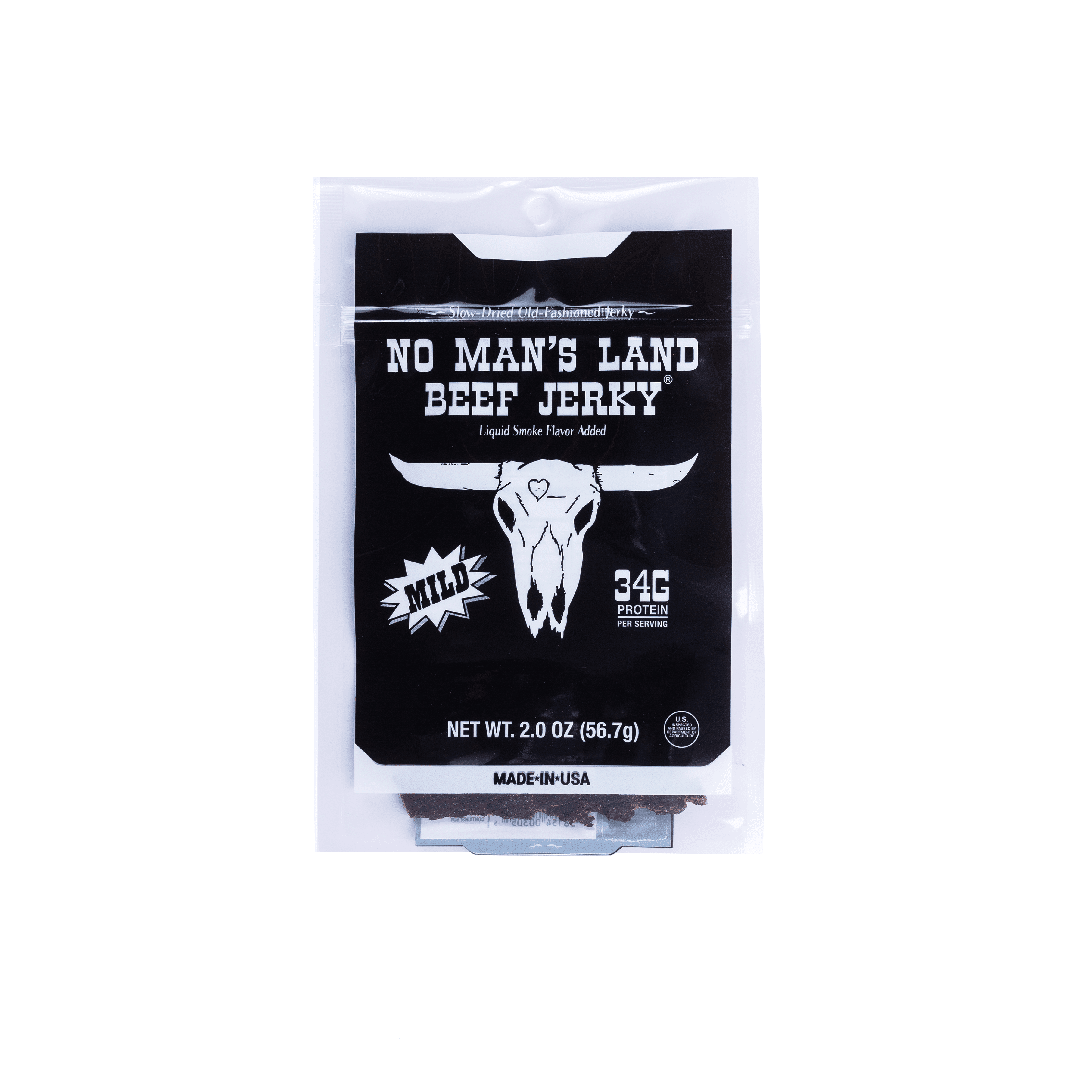 No Man’s Land Mild Beef Jerky 2.0oz, High-Protein, Low-Carb, Gluten ...