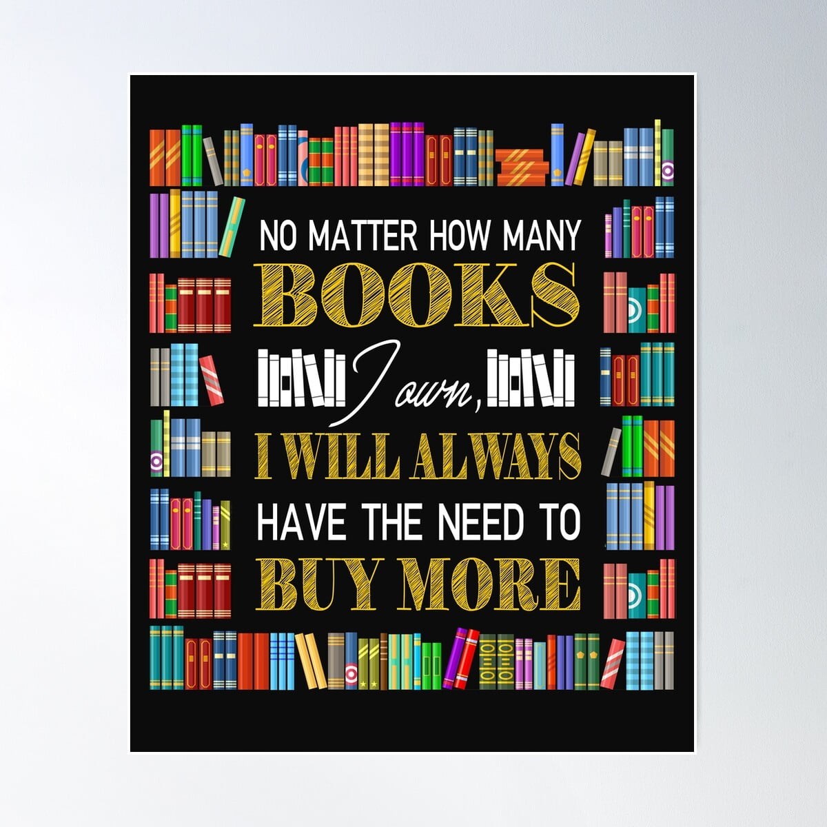 No Matter How Many Books Poster Wall Art, Modern Wall Decor For Living ...