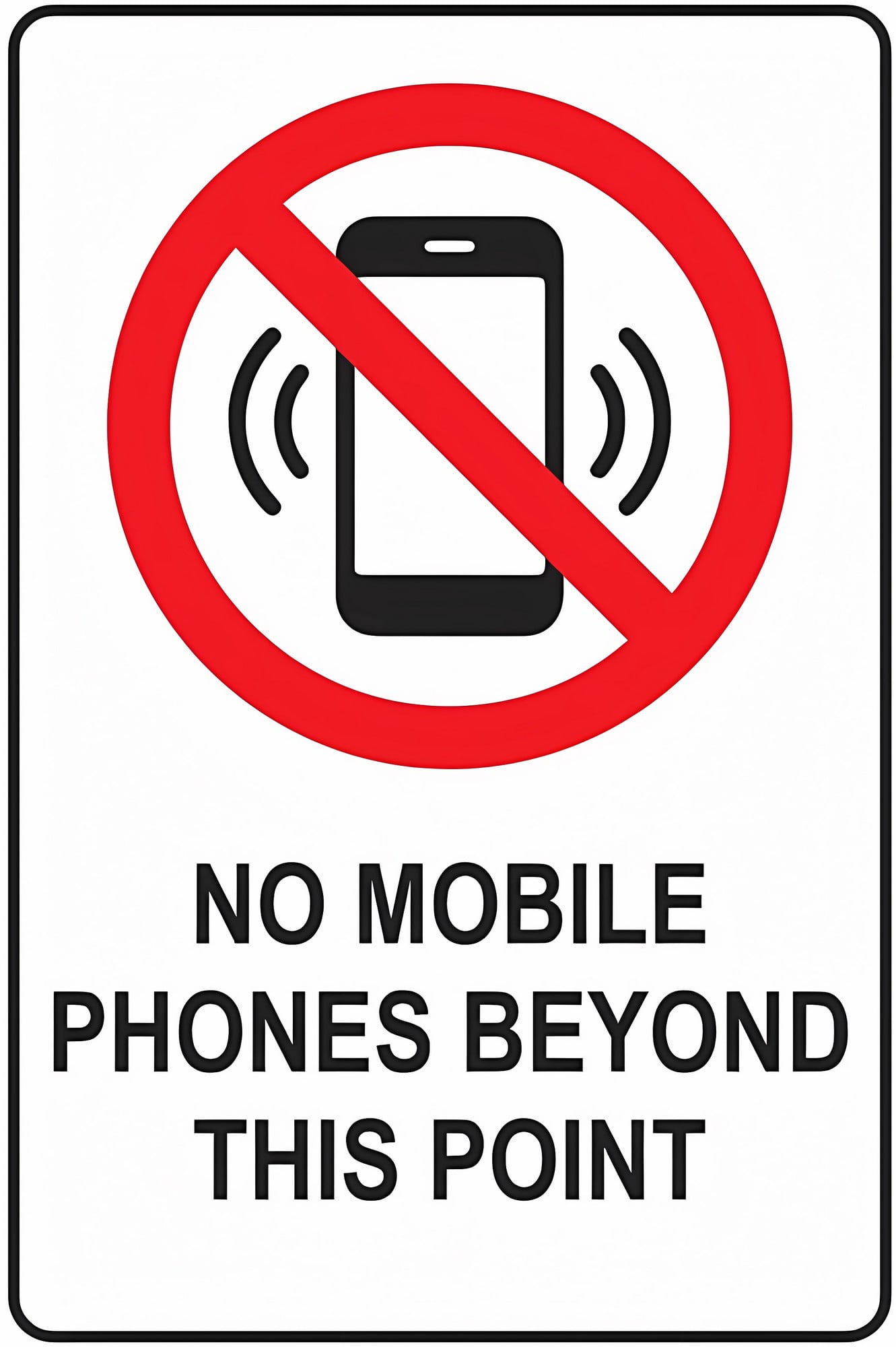 No Mobile Phones Beyond This Point Metal Tin Sign - 8"x12", Industrial ...