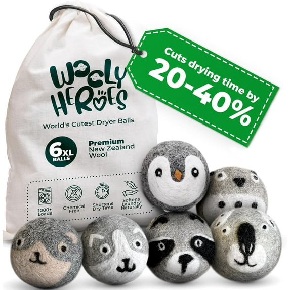 No More Dryer Sheets! XL Wool Dryer Balls 6-Pack, Reusable Laundry ...