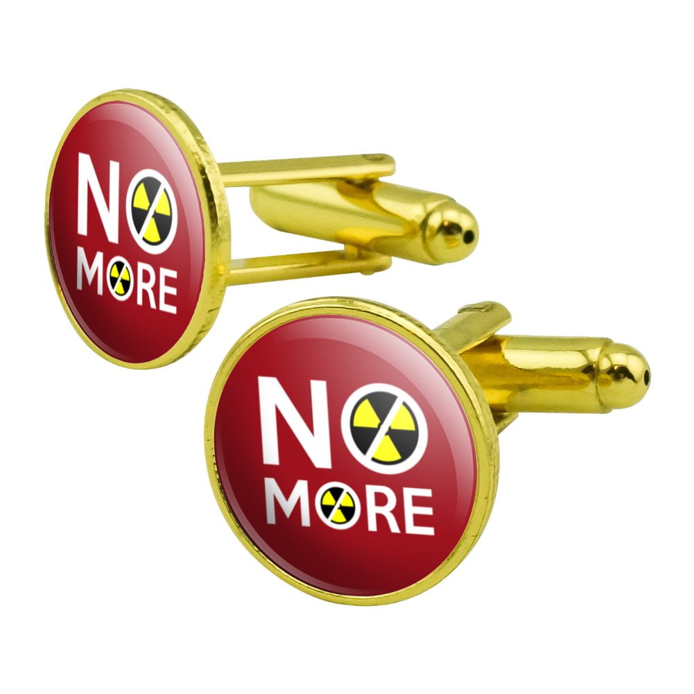 No More Nuclear Nuke Clean Energy Power Round Cufflink Set Gold Color ...