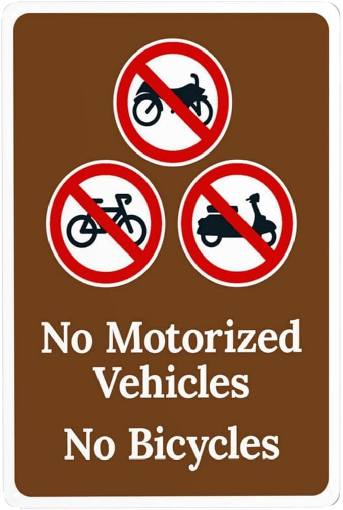No Motorized Vehicles No Bicycles Metal Warning,Caution Security Poster ...