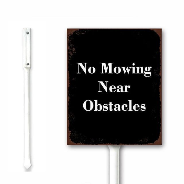 No Mowing Near Obstacles Sign for Outdoor Metal Yard Sign Funny Lawn ...