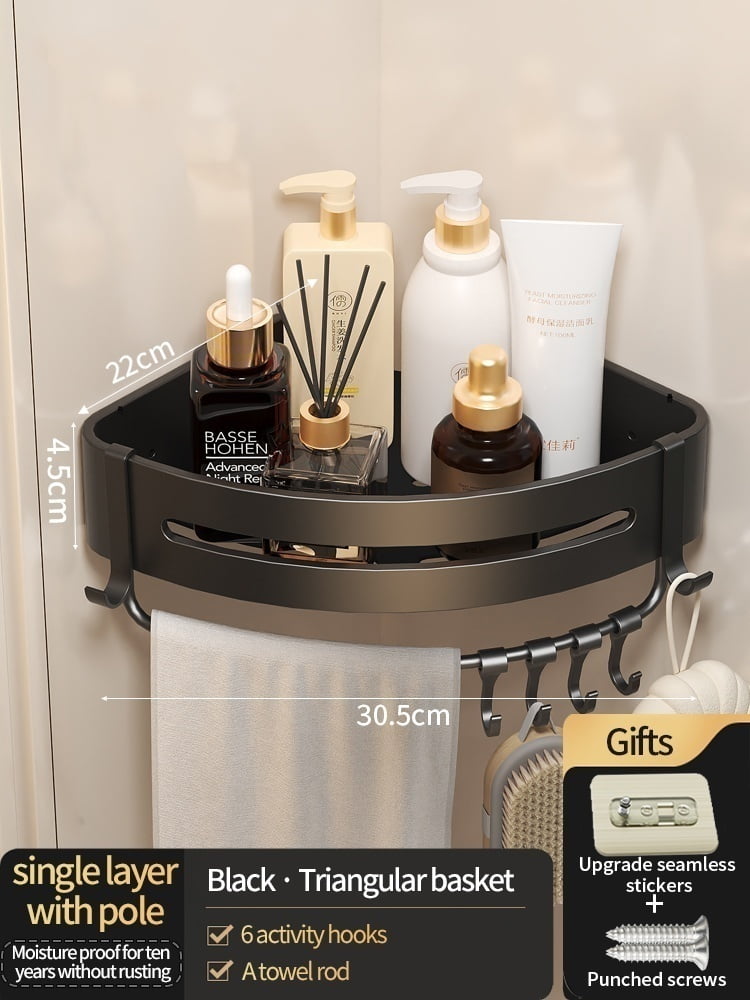 No Need To Drill Walls for installation Aluminum Bathroom Shelf Shelves ...