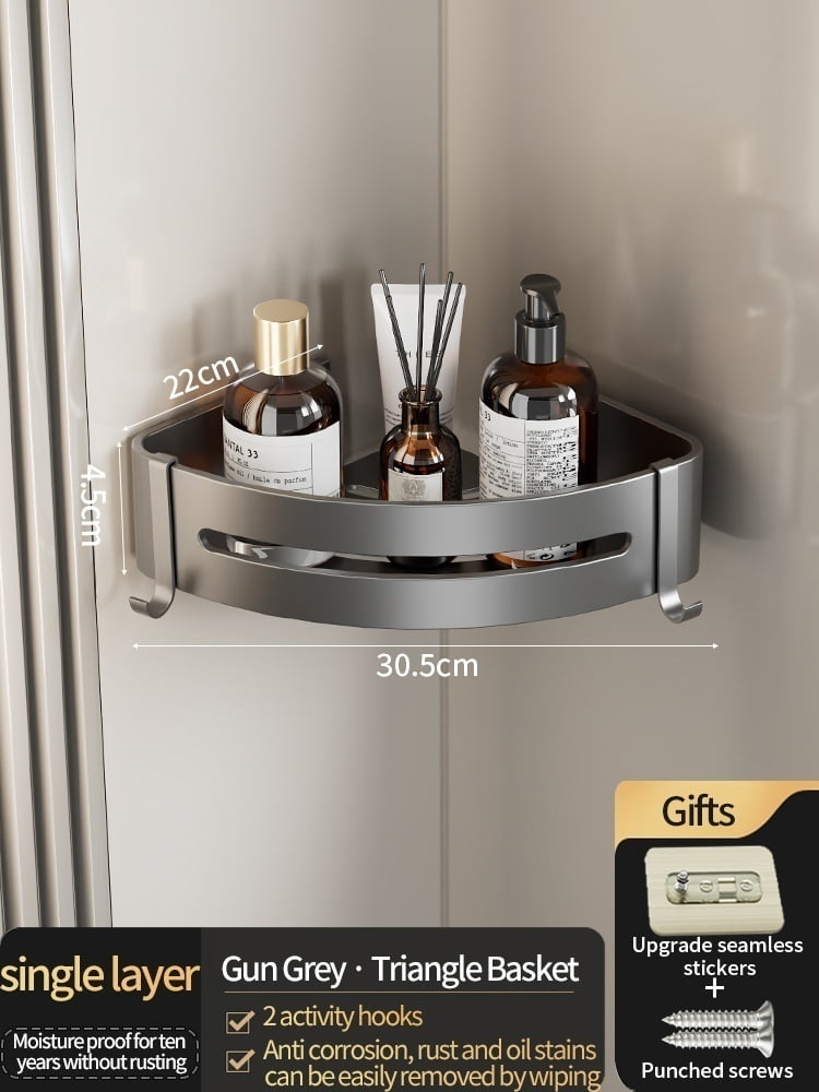 No Need To Drill Walls for installation Aluminum Bathroom Shelf Shelves ...