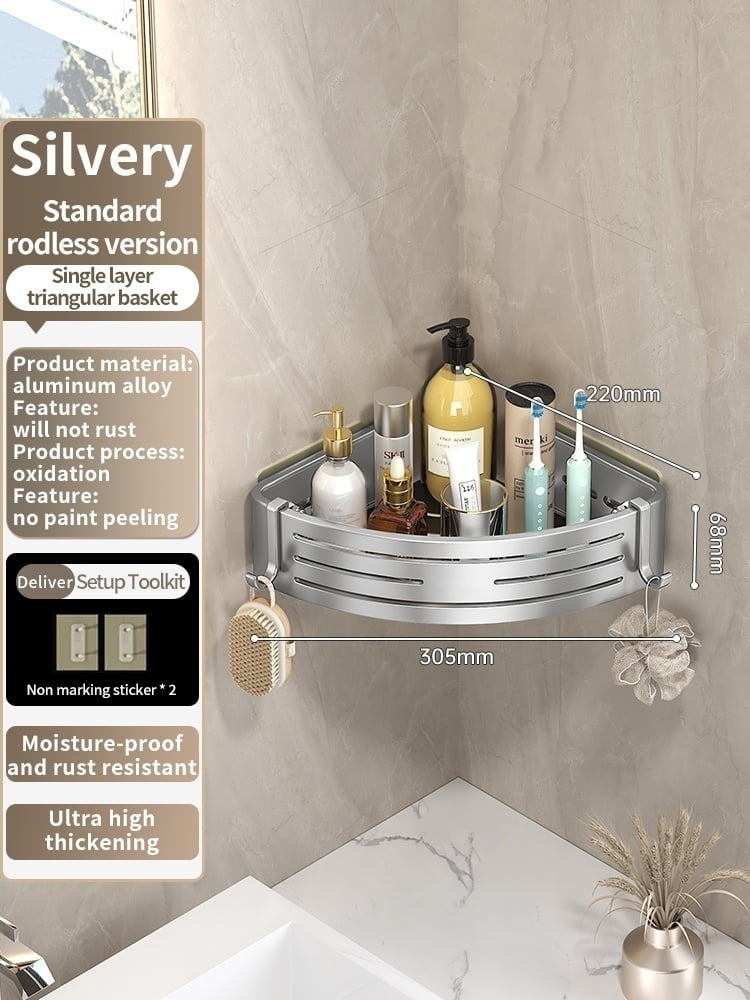 No Need To Drill Walls for installation Aluminum Bathroom Shelf Shelves ...