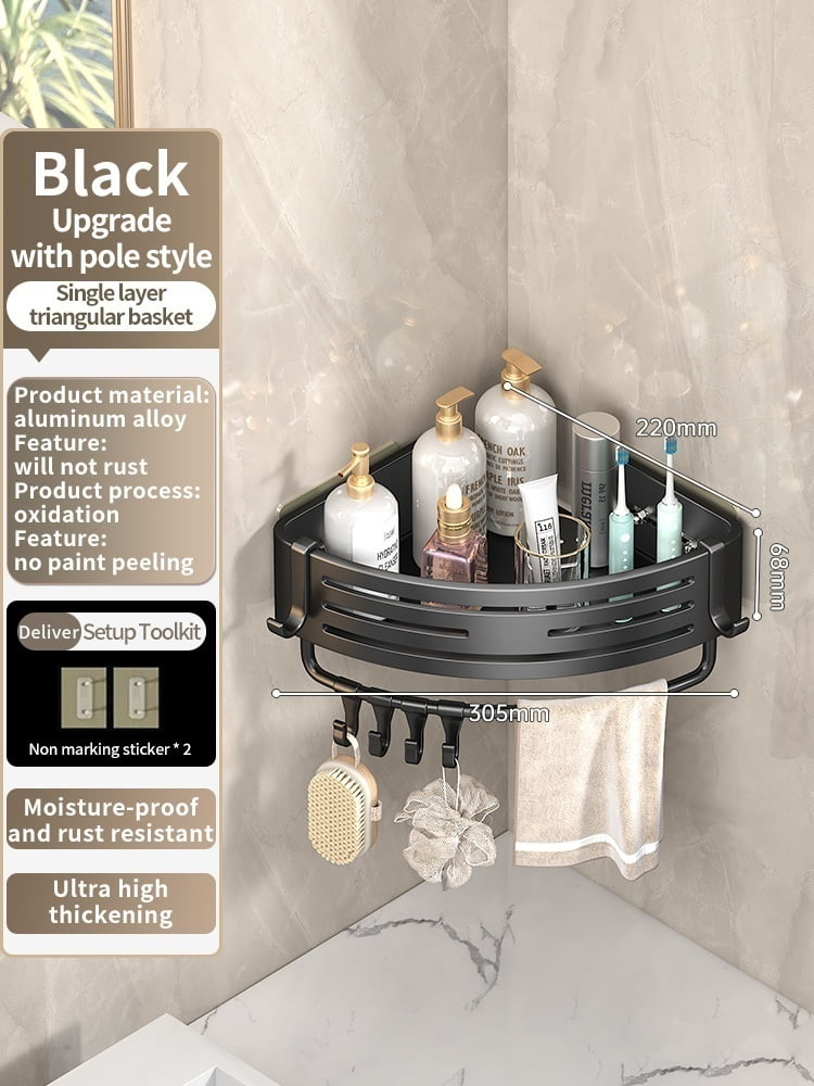 No Need To Drill Walls for installation Aluminum Bathroom Shelf Shelves ...