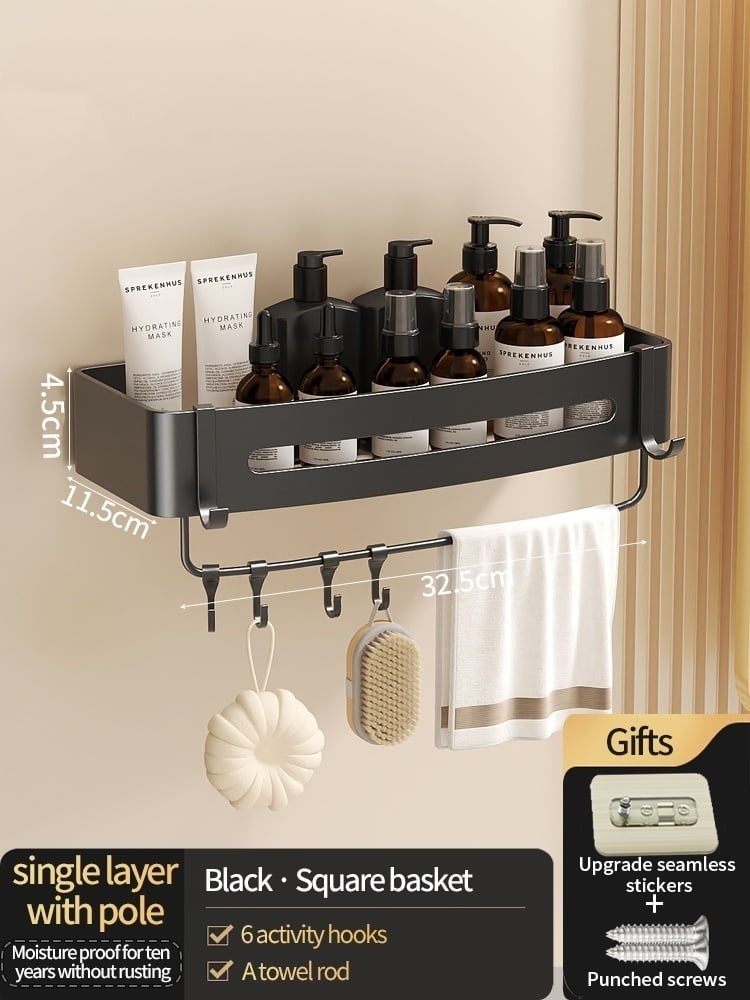 No Need To Drill Walls for installation Aluminum Bathroom Shelf Shelves ...