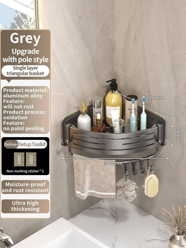 No Need To Drill Walls for installation Aluminum Bathroom Shelf Shelves ...