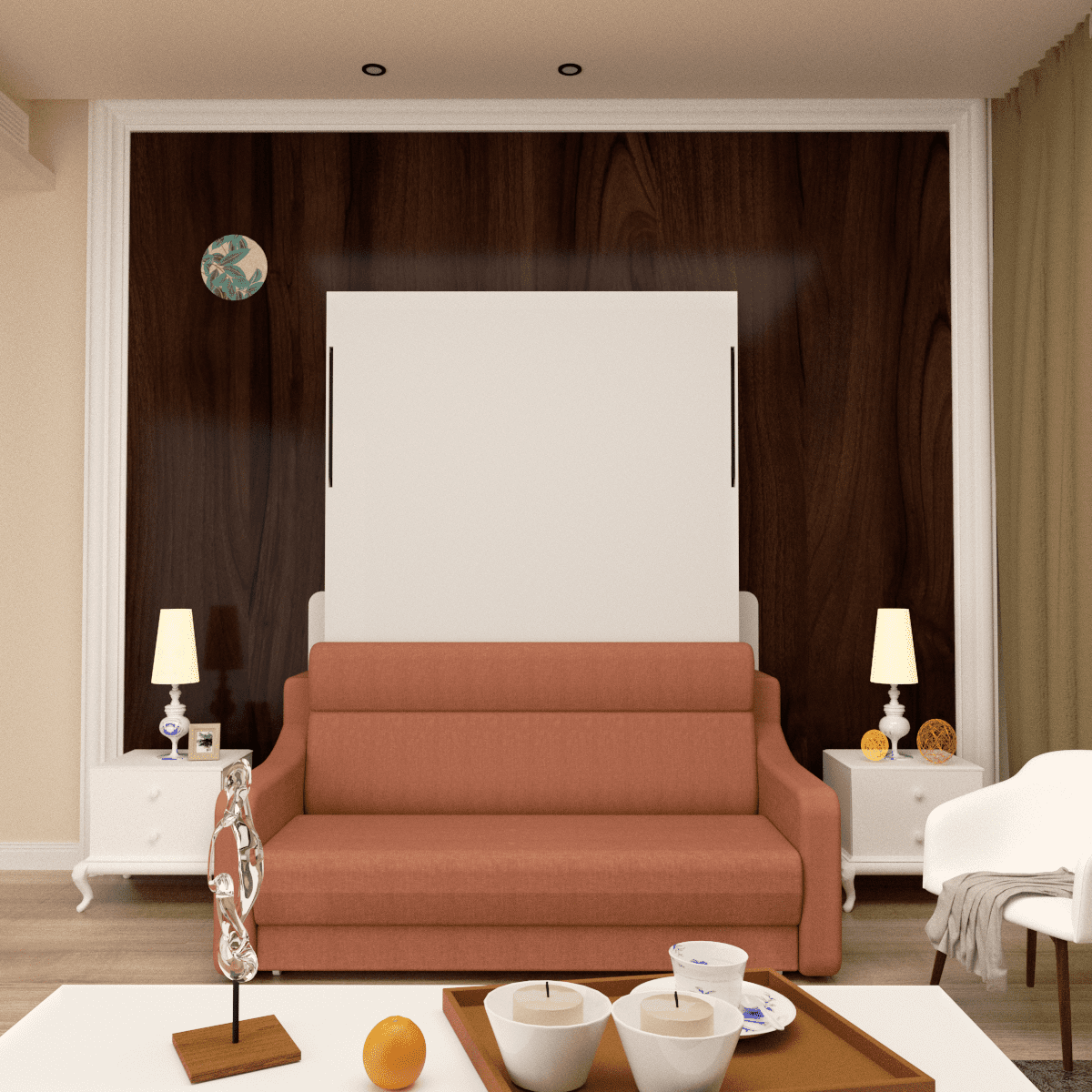 No Need to Fix to the Wall€ Modern Vertical Murphy Bed with Sofa, Space ...