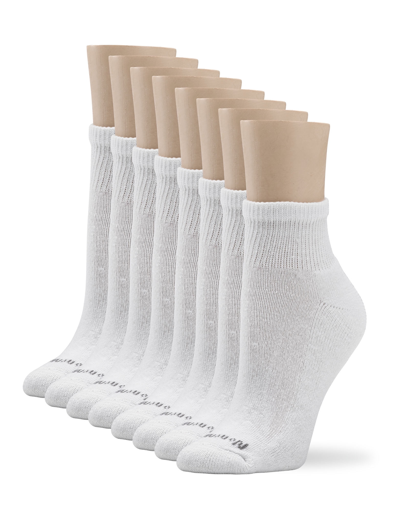 No nonsense Women's Cushioned Quarter Top Socks 8 Pair Pack, White, One ...