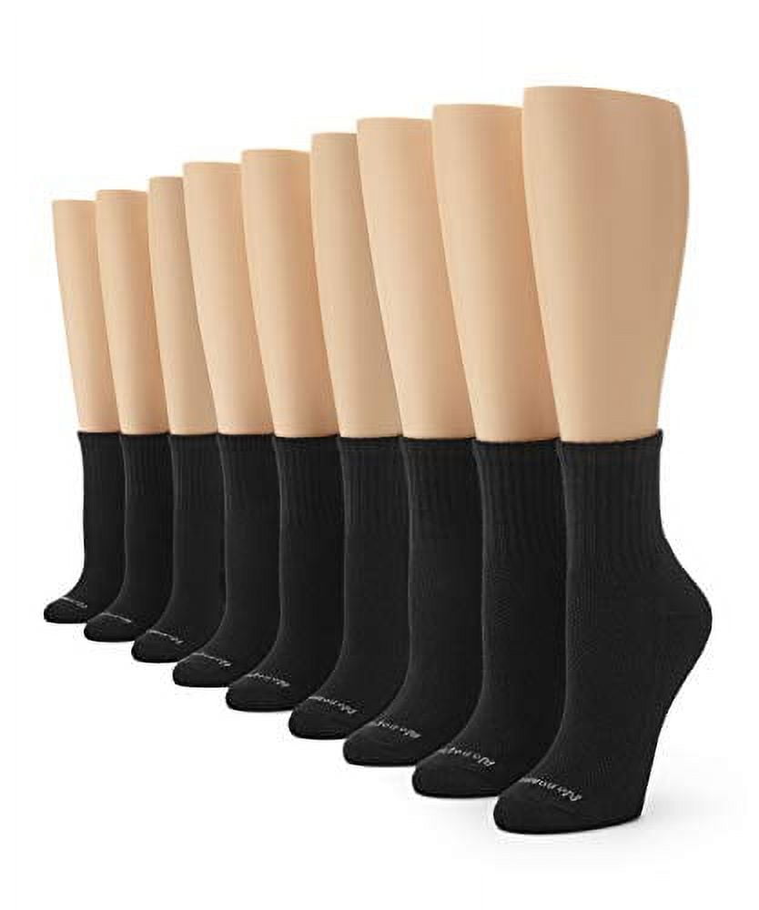 No Nonsense Women's Soft & Breathable Cushioned Mini Crew Socks, Black ...