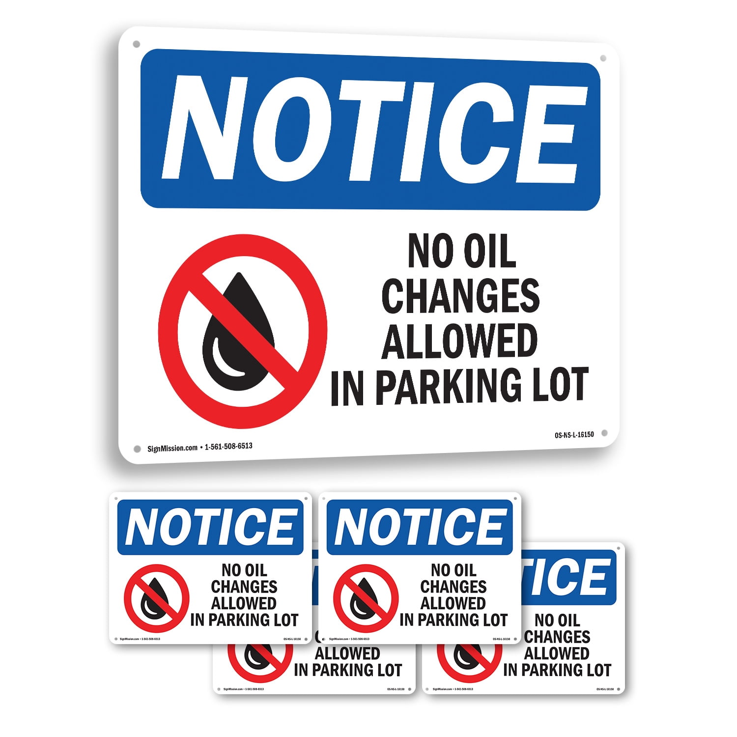 No Oil Changes In Parking Lot OSHA Notice Aluminum Sign 24 Inch x 18 ...