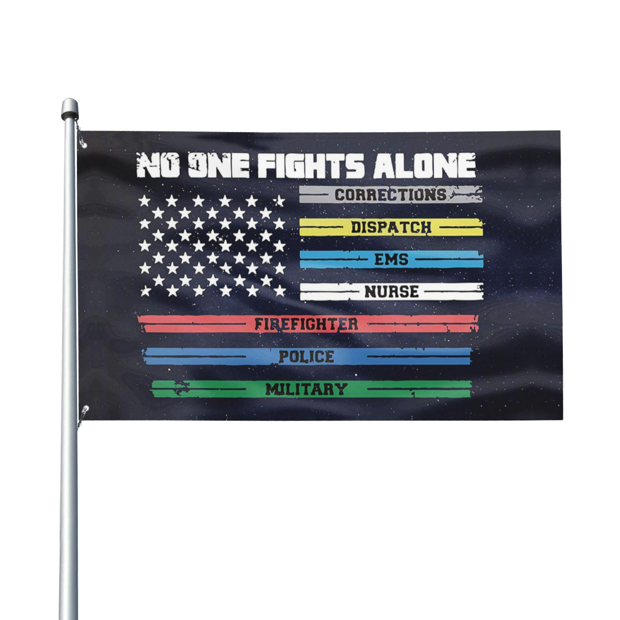 No One Fights Alone First Responders Flag For Outdoor Indoor Home House ...