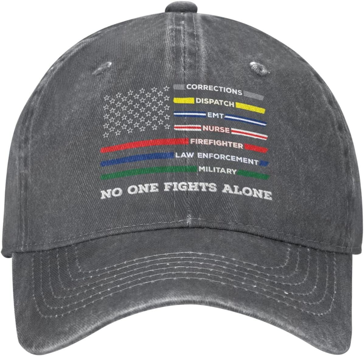 No One Fights Alone First Responders Vintage Washed Denim Baseball Cap ...