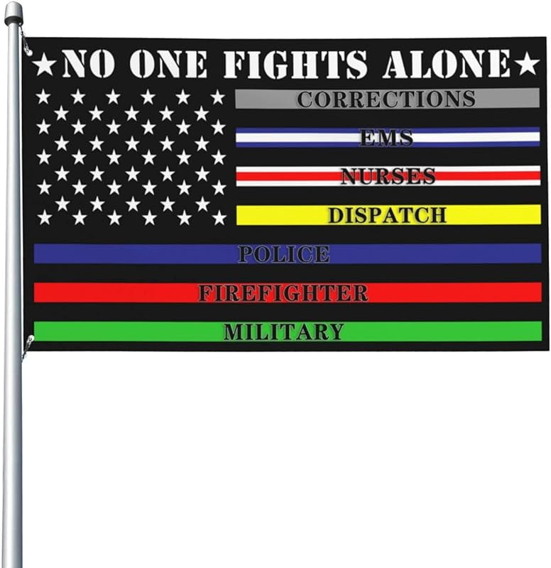 No One Fights Alone Multi Thin Line First Responder Flag 3x5 ft Banner ...