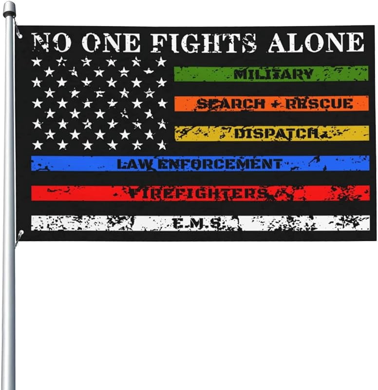 No One Fights Alone Multi Thin Line First Responder Flag 3x5 ft Banner ...