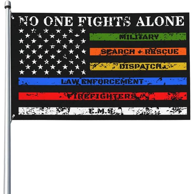 No One Fights Alone Multi Thin Line First Responder Flag 3x5 ft Banner ...