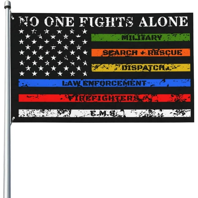 No One Fights Alone Multi Thin Line First Responder Flag 4.85x8 ft ...