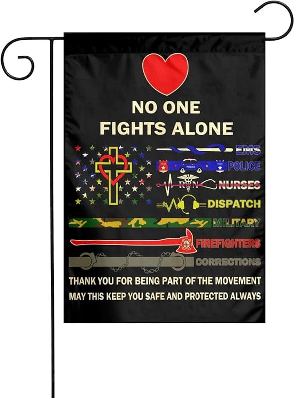 No One Fights Alone Multi Thin Line First Responders Double Sided ...