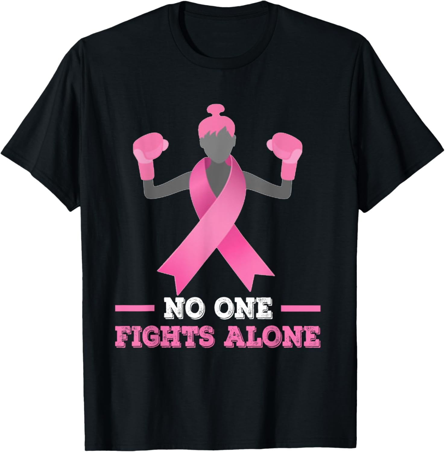 No One Fights Alone T-shirt Breast Cancer Tee Fighter Shirt - Walmart.com