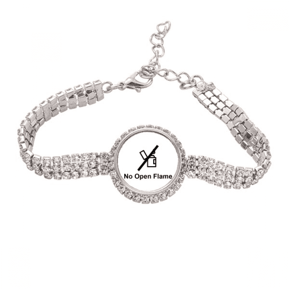 No Open Flame Black Symbol Pattern Tennis Chain Anklet Bracelet Diamond ...