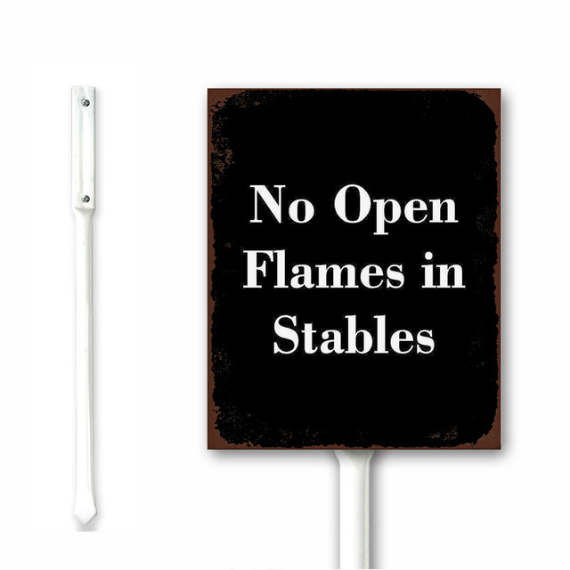 No Open Flames in Stables Sign for Outdoor Metal Yard Sign Funny Lawn ...