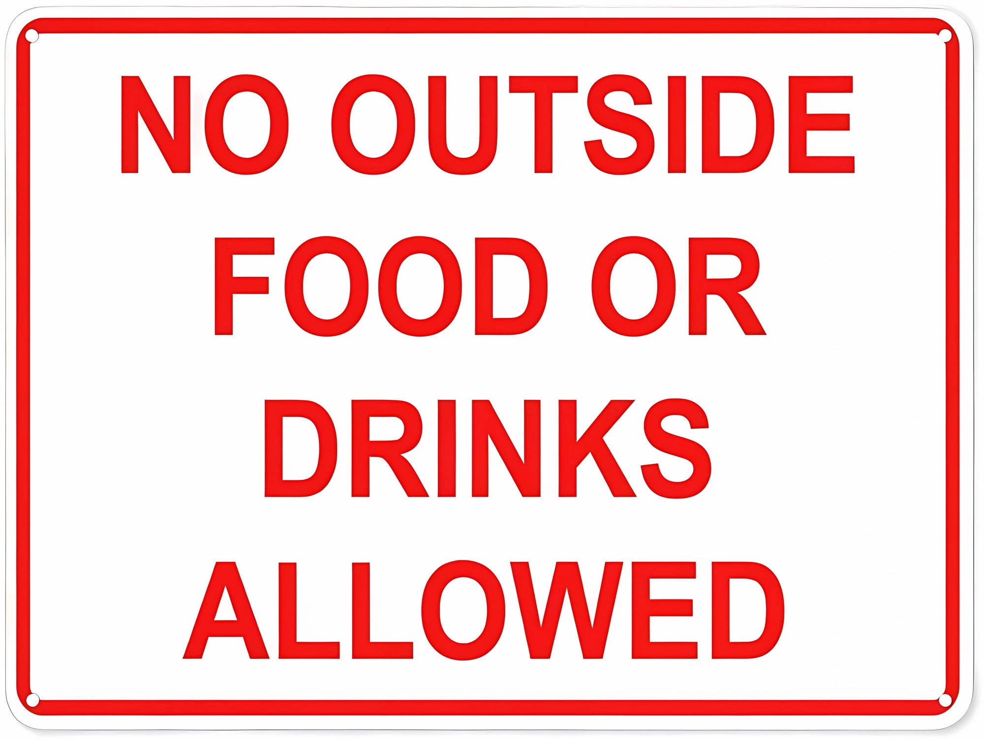 No Outside Food Or Drinks Allowed Sign3 - 8"x12" Aluminum Danger Tin ...