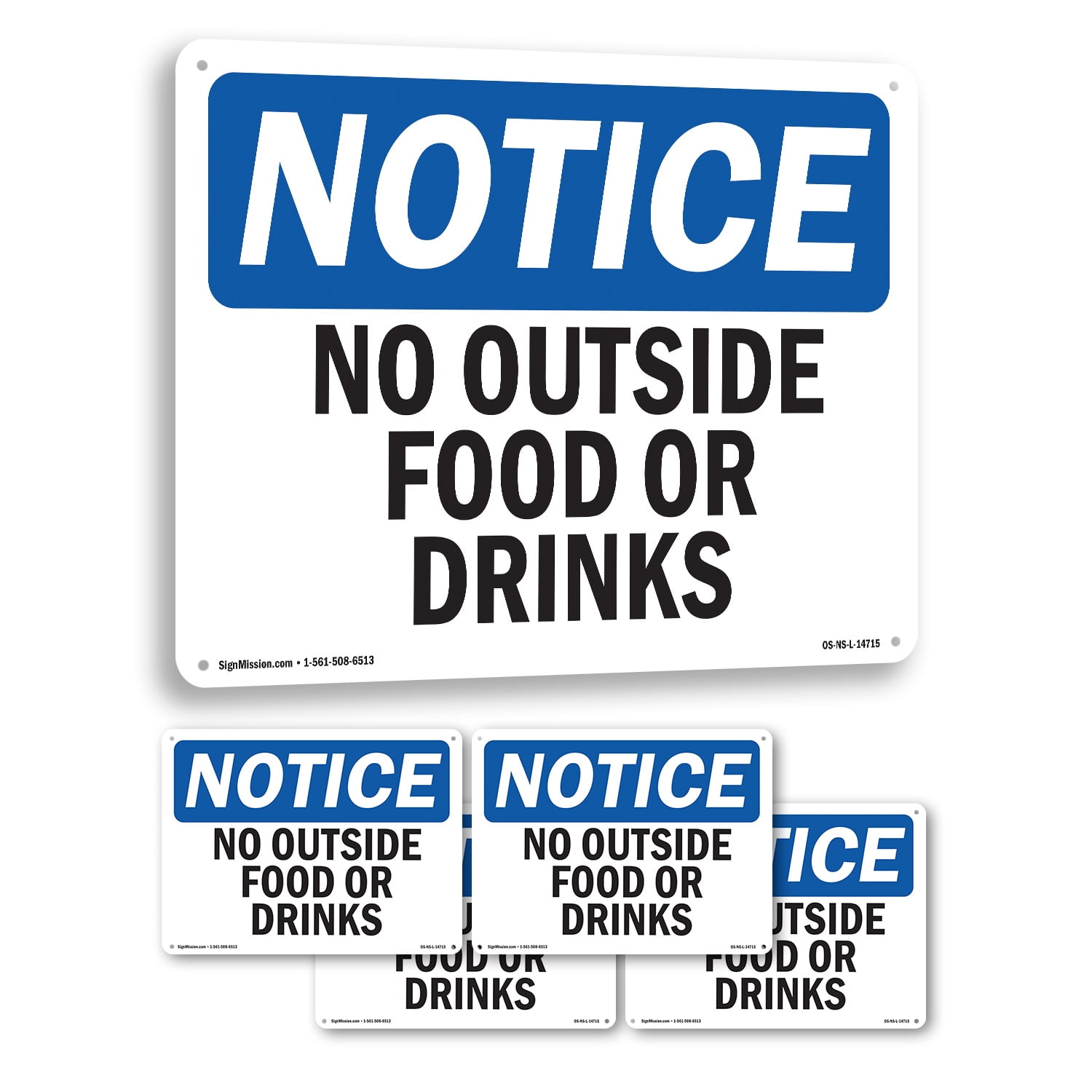 No Outside Food Or Drinks OSHA Notice Aluminum Sign 10 Inch x 7 Inch ...