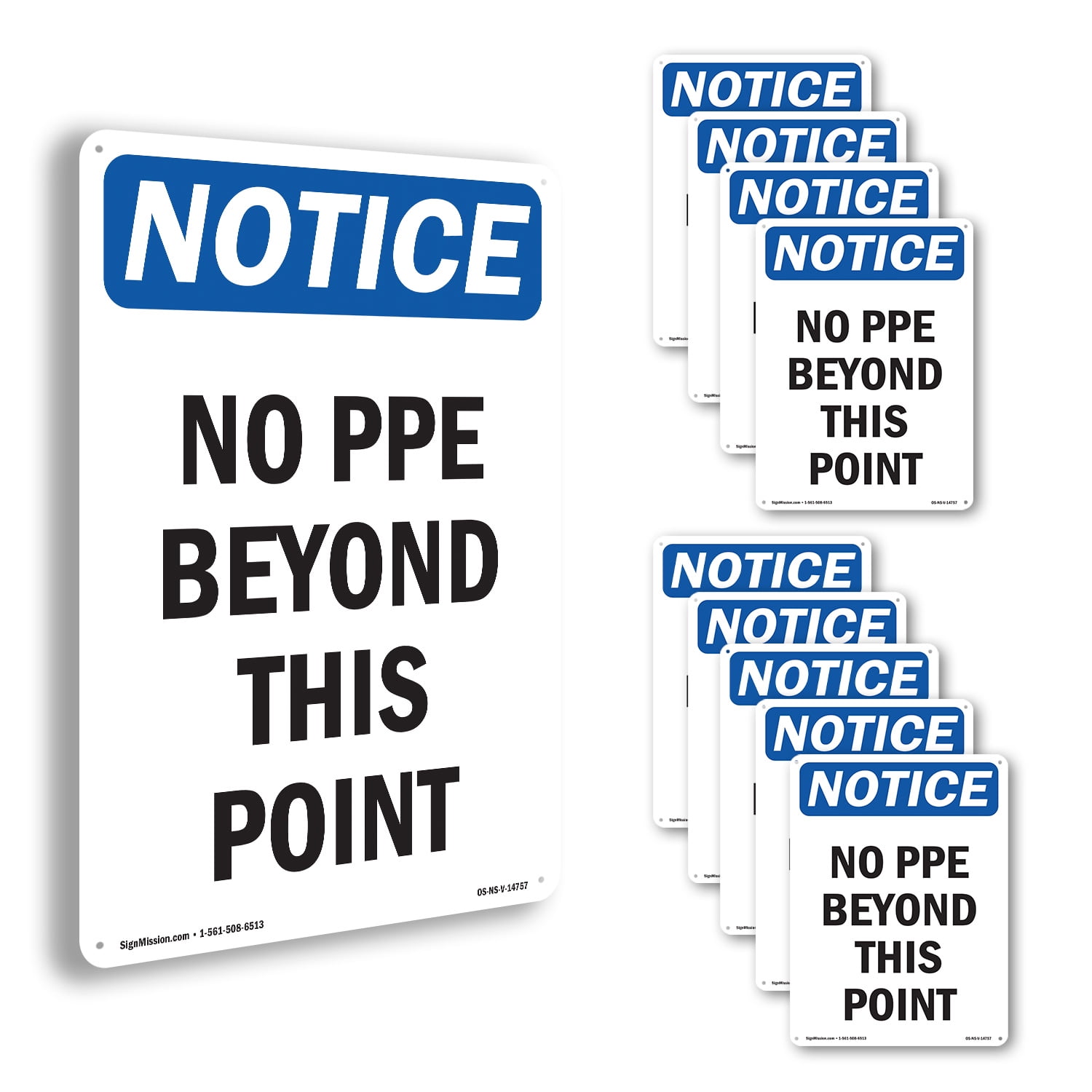 No PPE Beyond This Point OSHA Notice Aluminum Sign 18 Inch x 12 Inch ...