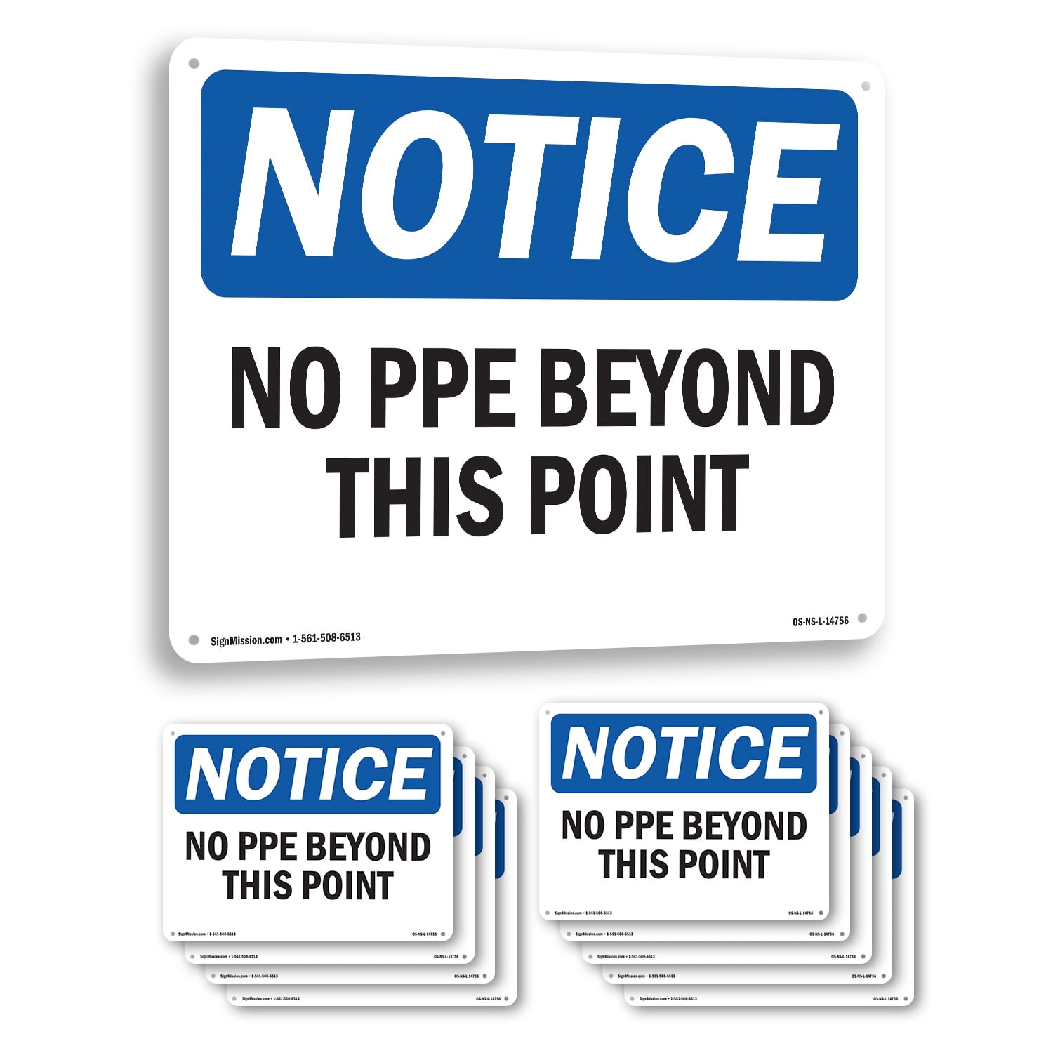 No PPE Beyond This Point OSHA Notice Rigid Plastic Sign 10 Inch x 7 ...