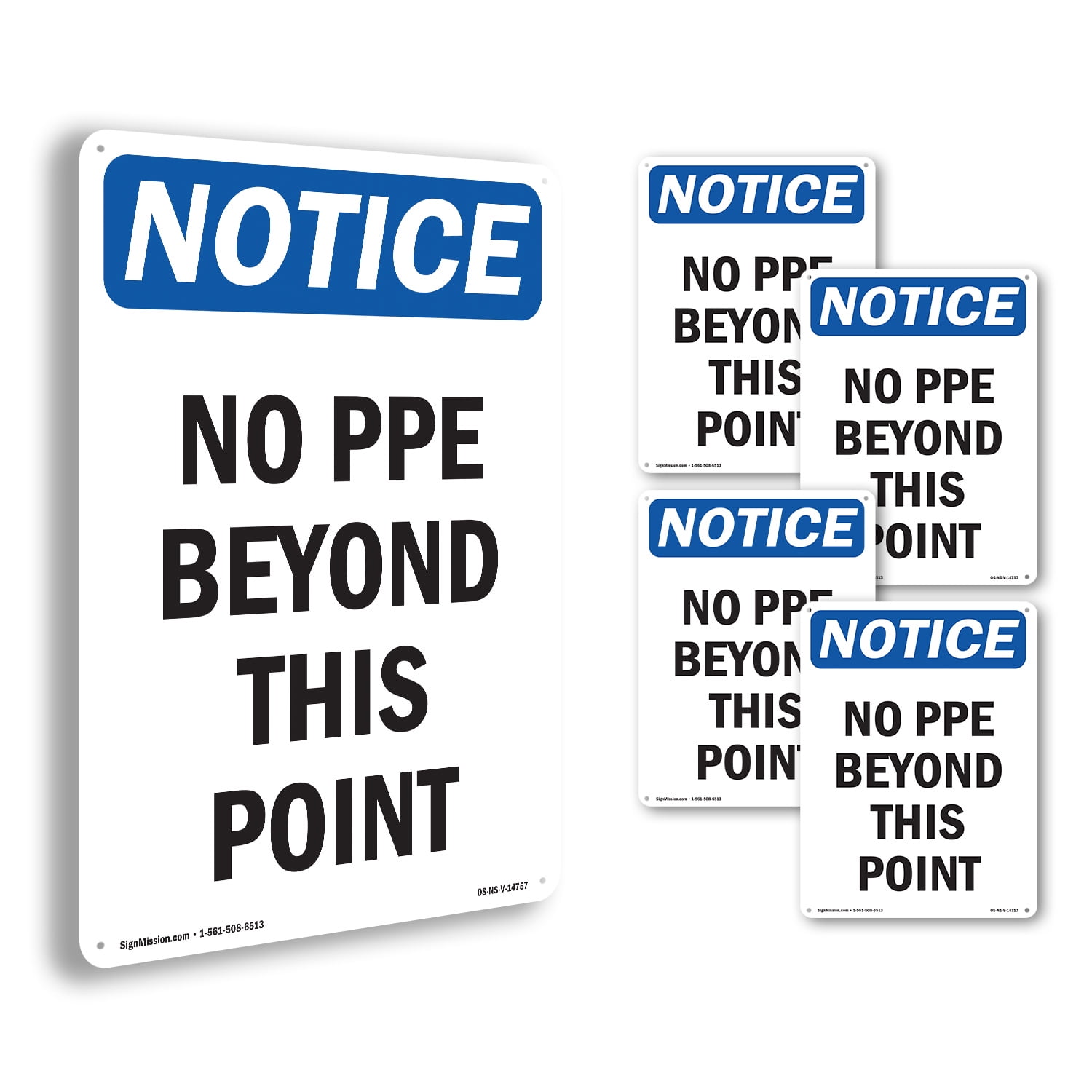 No PPE Beyond This Point OSHA Notice Rigid Plastic Sign 18 Inch x 12 ...