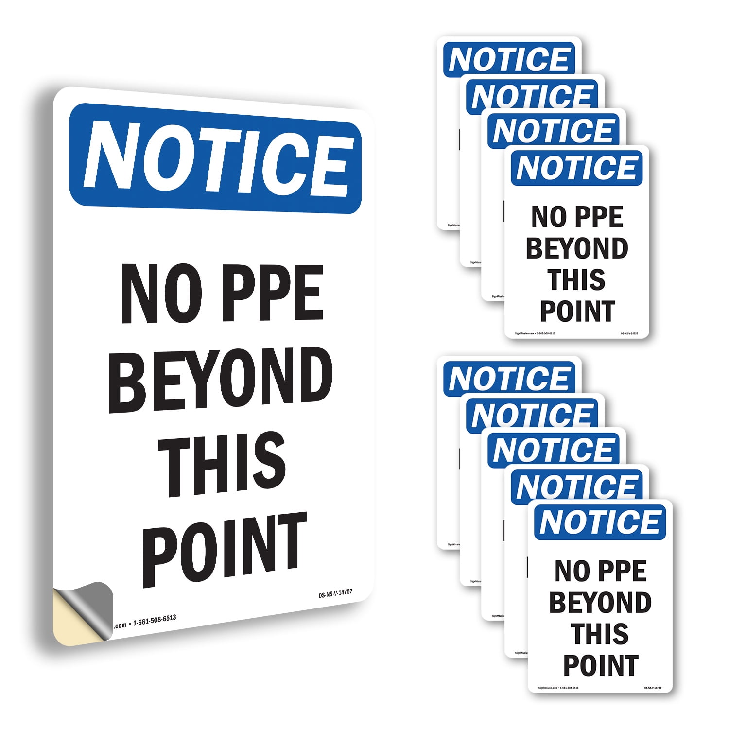 No PPE Beyond This Point OSHA Notice Vinyl Decal Label 14 Inch x 10 ...