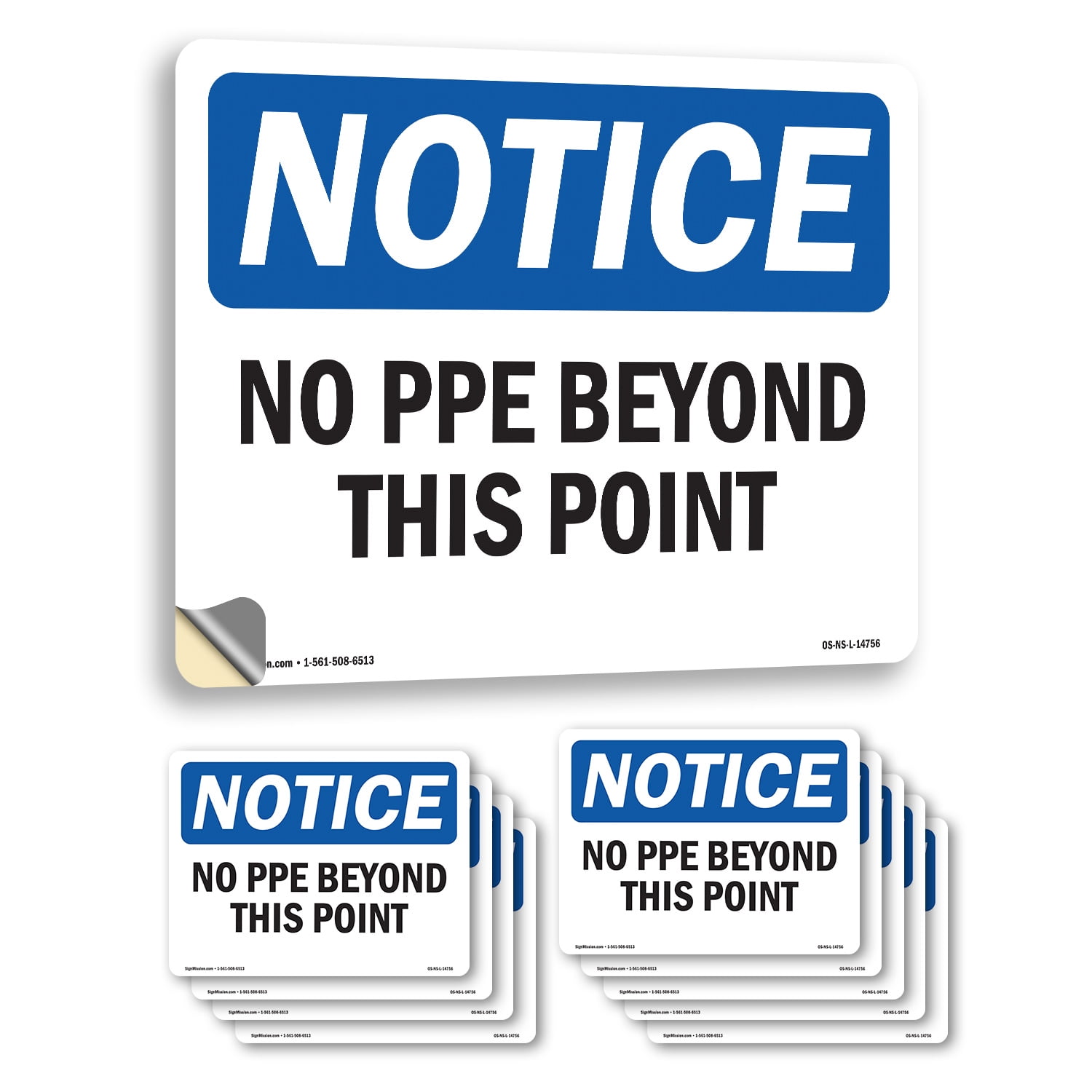 No PPE Beyond This Point OSHA Notice Vinyl Decal Label 5 Inch x 3.5 ...