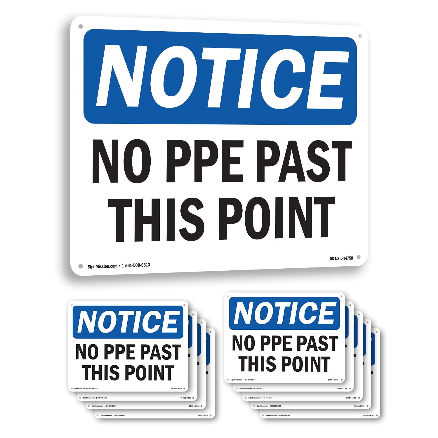 No PPE Past This Point OSHA Notice Rigid Plastic Sign 10 Inch x 7 Inch ...