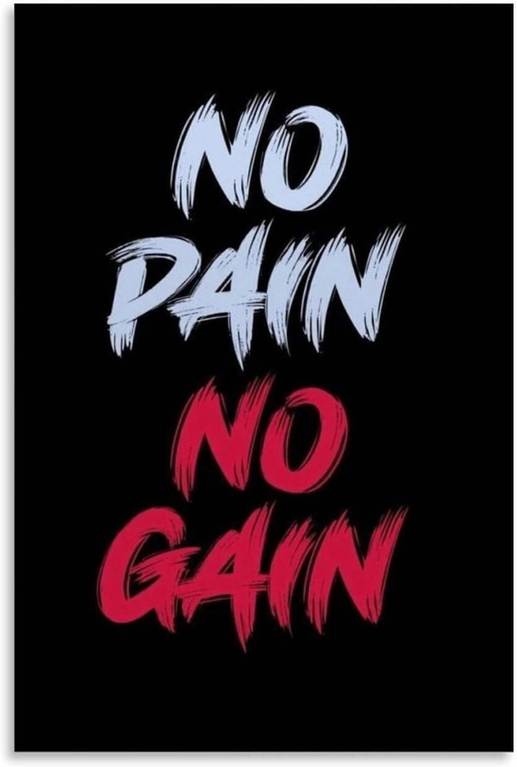 No Pain No Gain Motivational Bedroom Canvas Wall-Art Decorative ...