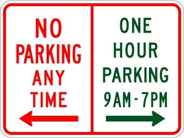 No Parking Anytime/One Hour Parking Sign Parking Signs Metal - Caution ...