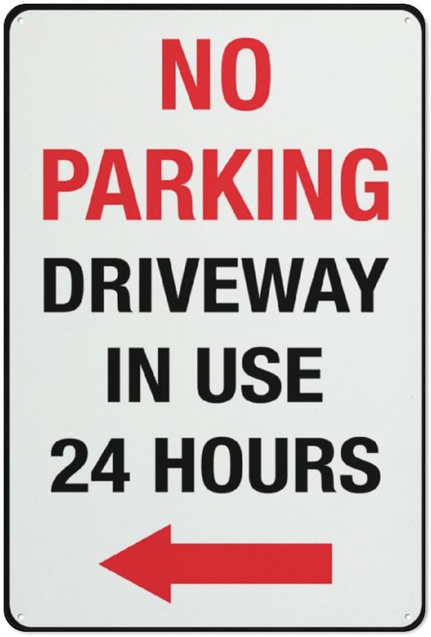 No Parking Driveway In Use 24 Hours (Left Arrow) Sign Warning Sticker ...