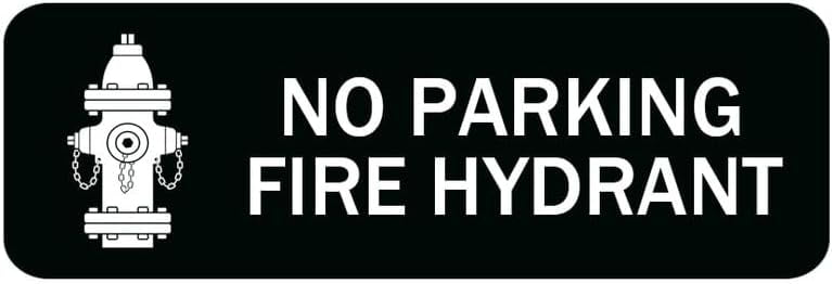 No Parking Fire Hydrant Sign For Door, Acrylic Plastic, Black And White ...