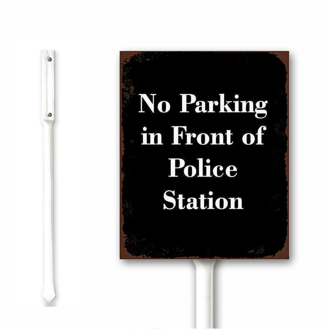 No Parking in Front of Police Station Sign for Outdoor Metal Yard Sign ...