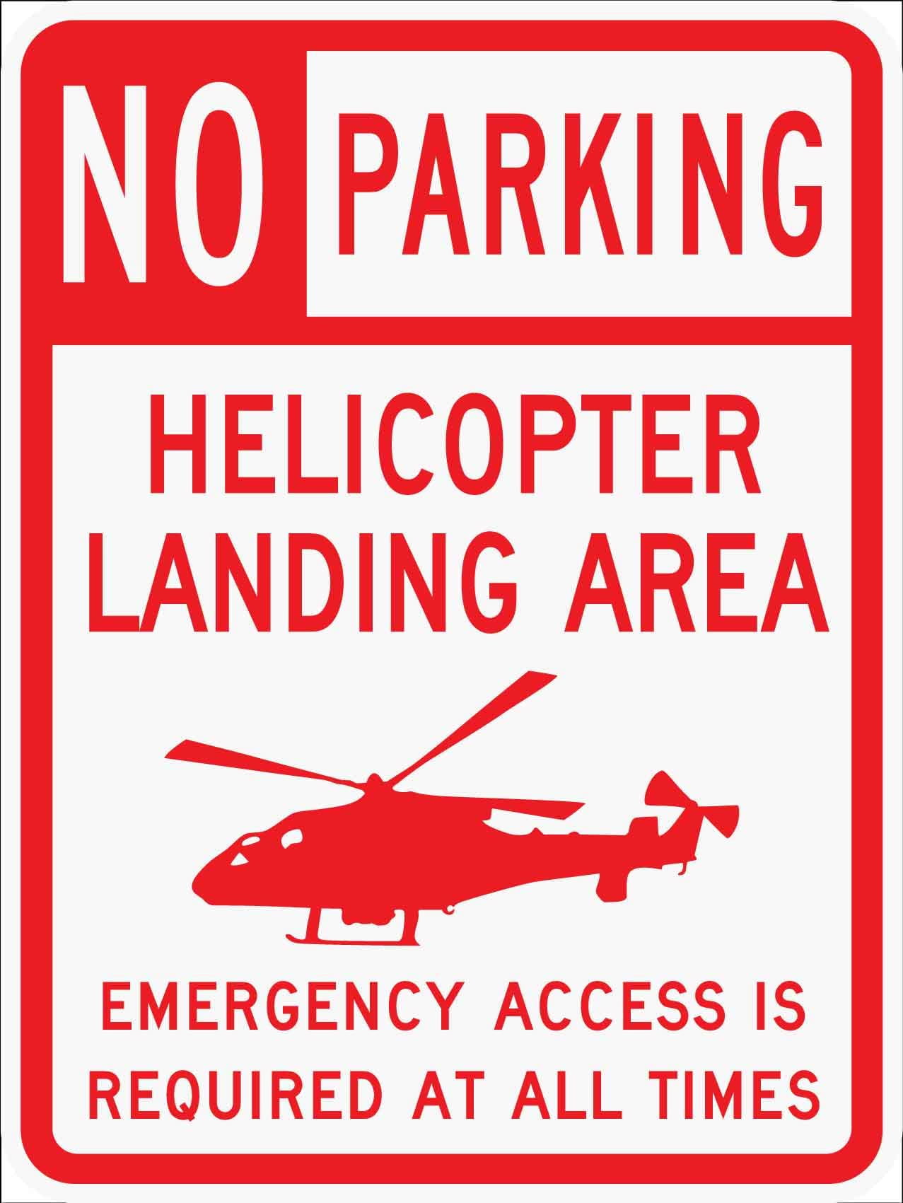 No Parking Helicopter Landing Area Metal Sign Caution Danger Safety ...