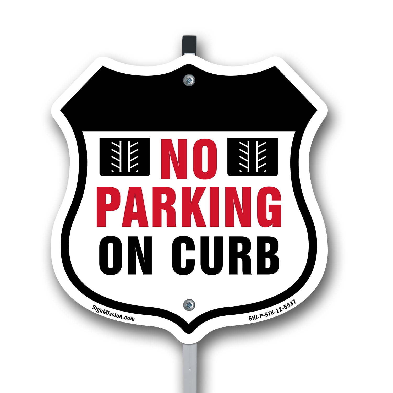 No Parking On Curb 12 inch X 12 inch Shield Shaped Commercial Grade ...