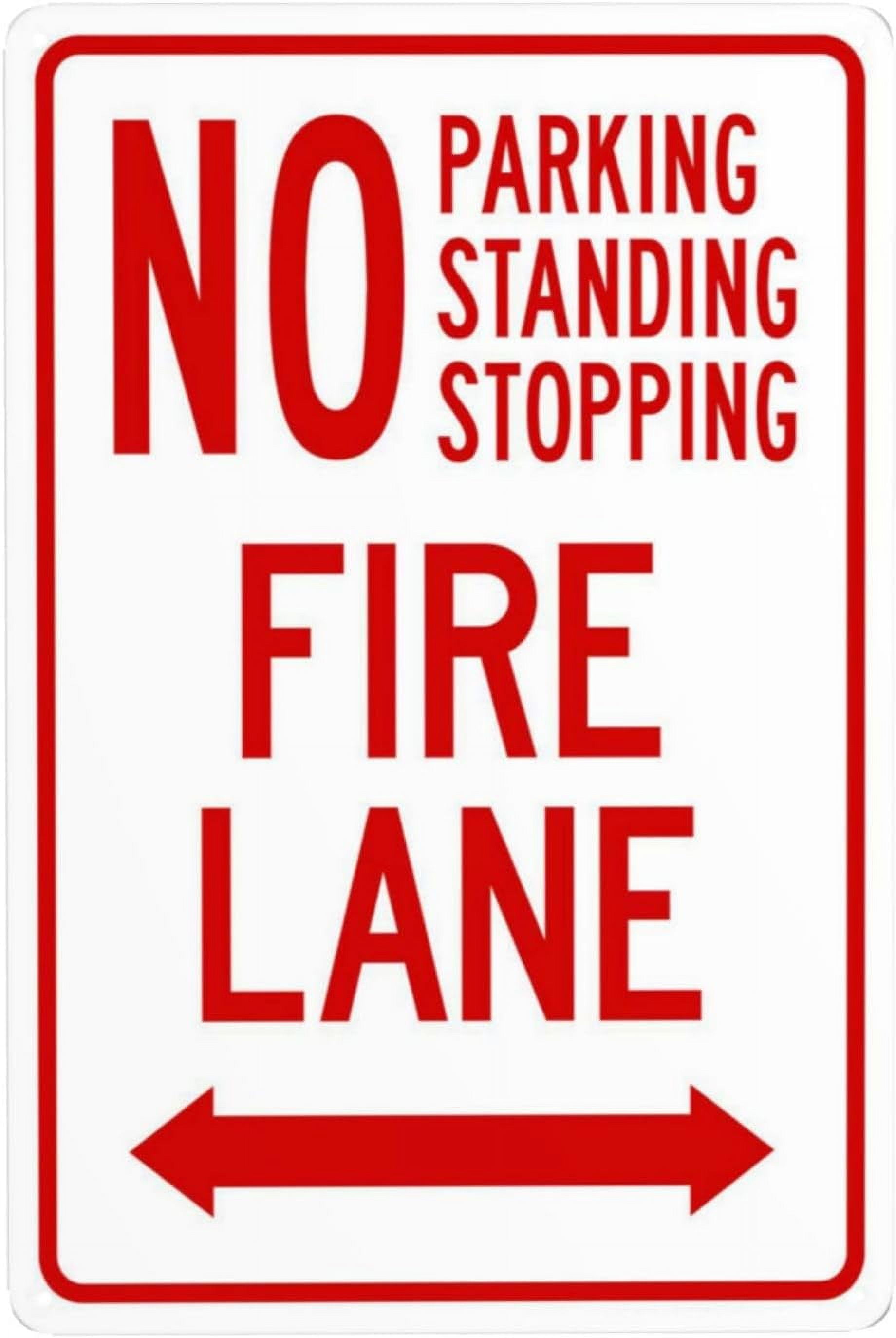 No Parking Standing Or Stopping Fire Lane With Bidirectional Arrow ...