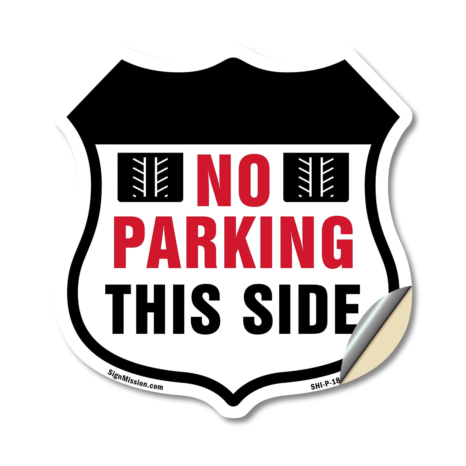 No Parking This Side (5 Pack) 4 inch X 4 inch Shield Shaped Heavy Duty ...